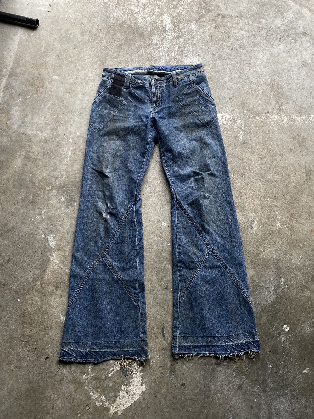 Rick Owens Vintage 2001 Rick Owens Fem Slab Spiral Flare Denim Jeans ...