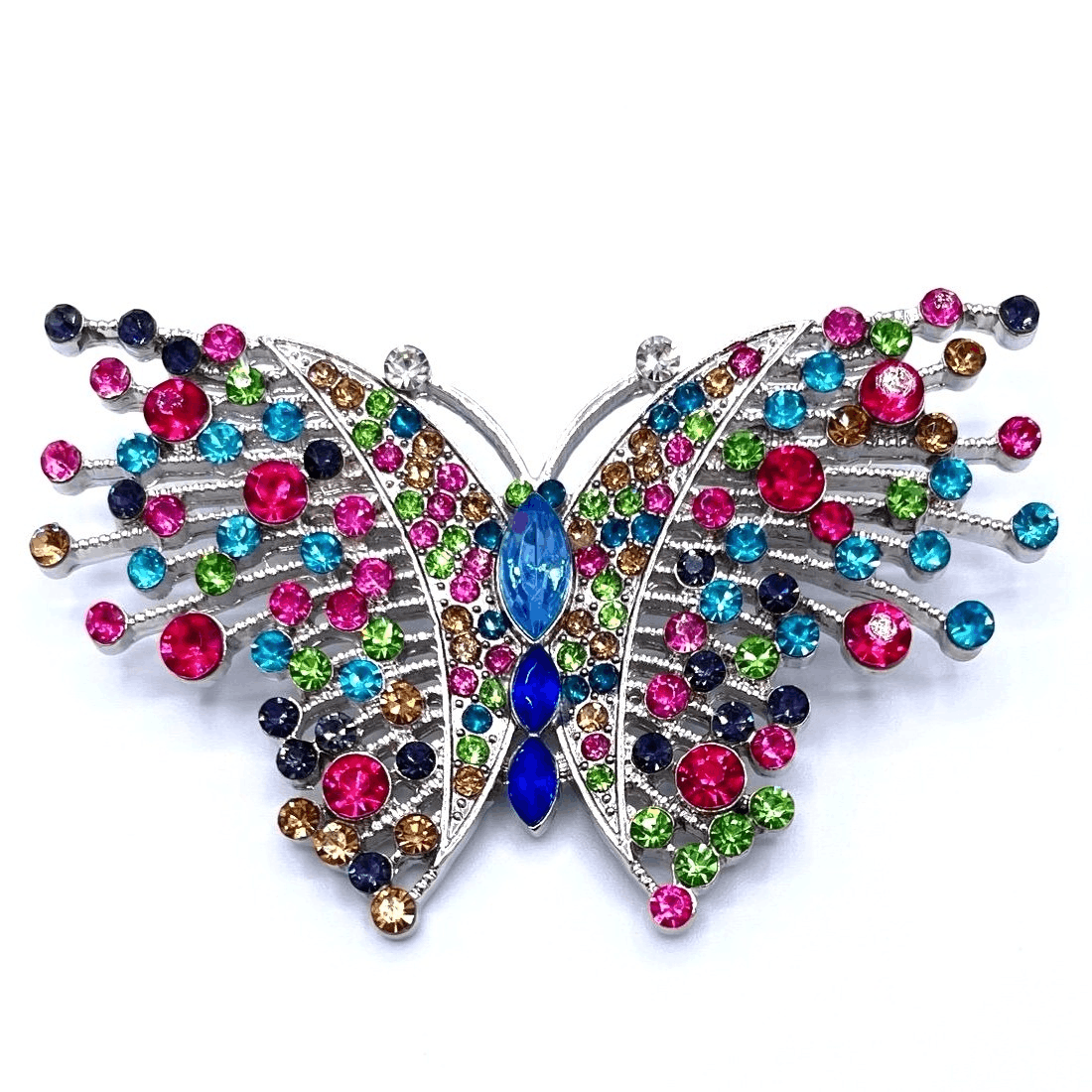 Jewelry Silver with Multicolor Crystal Butterfly Brooch | Grailed