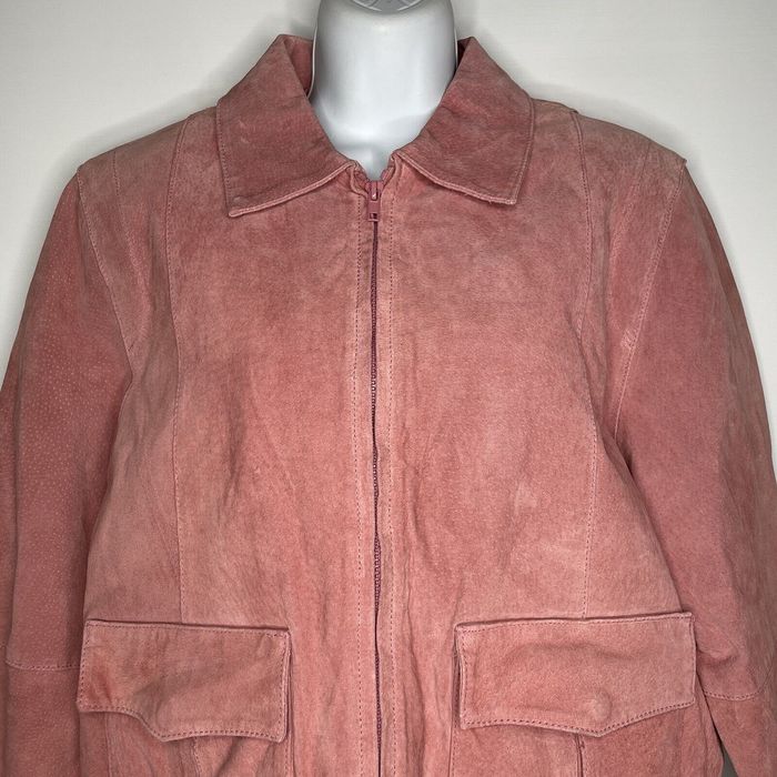 Vintage 90s Junction West Pink Suede Leather Bomber Jacket | Grailed