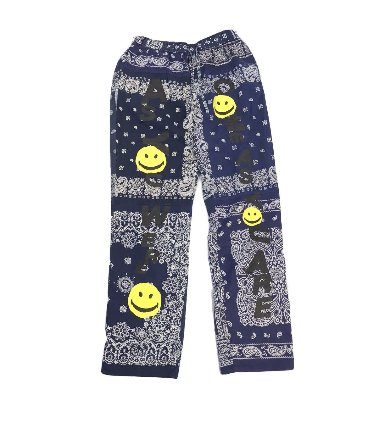 READYMADE READYMADE JAPAN PAISLEY PRINT SMILEY FACE NAVY TROUSERS | Grailed