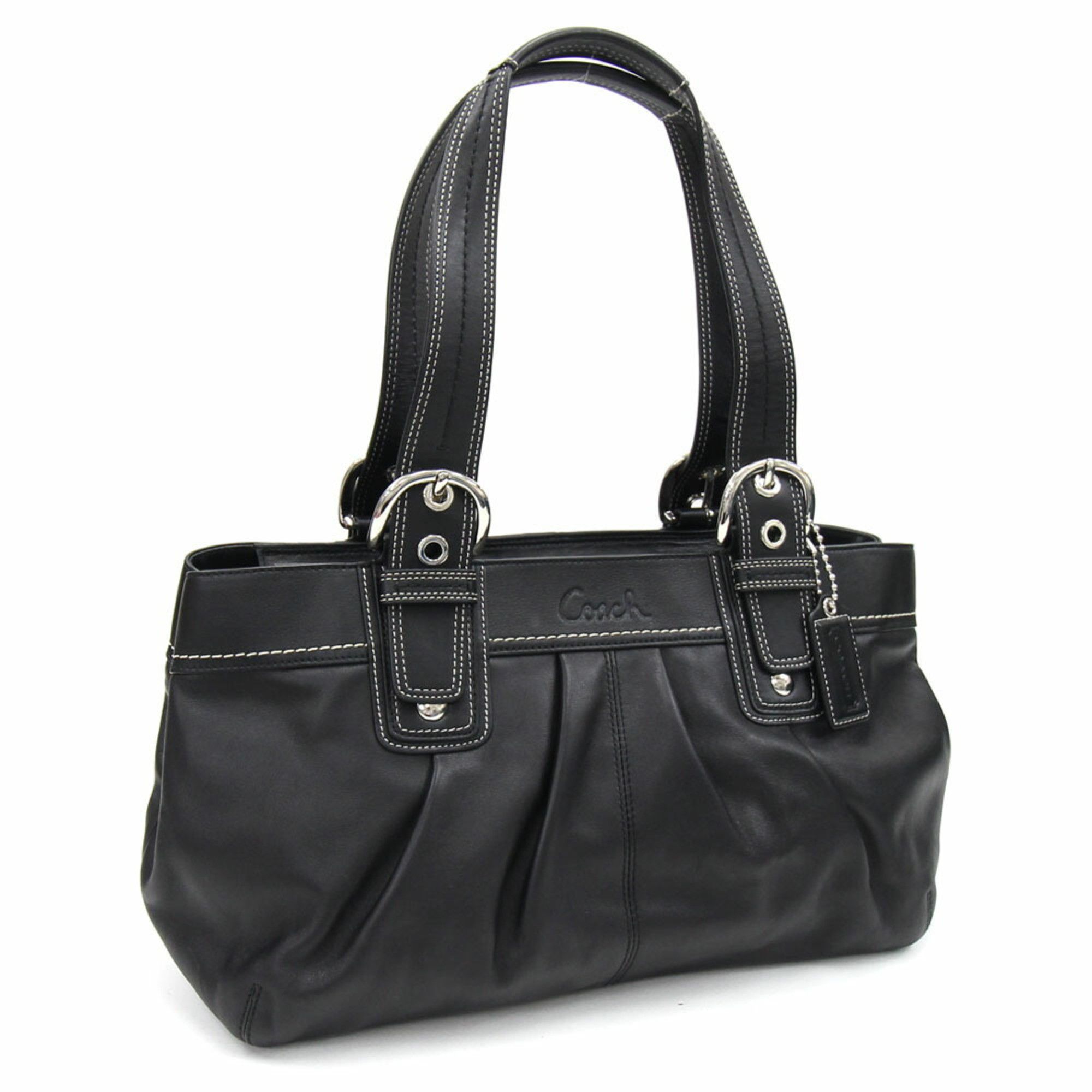 Coach Coach Tote Bag Soho Pleated F13732 Black Leather Women's Shoulder ...