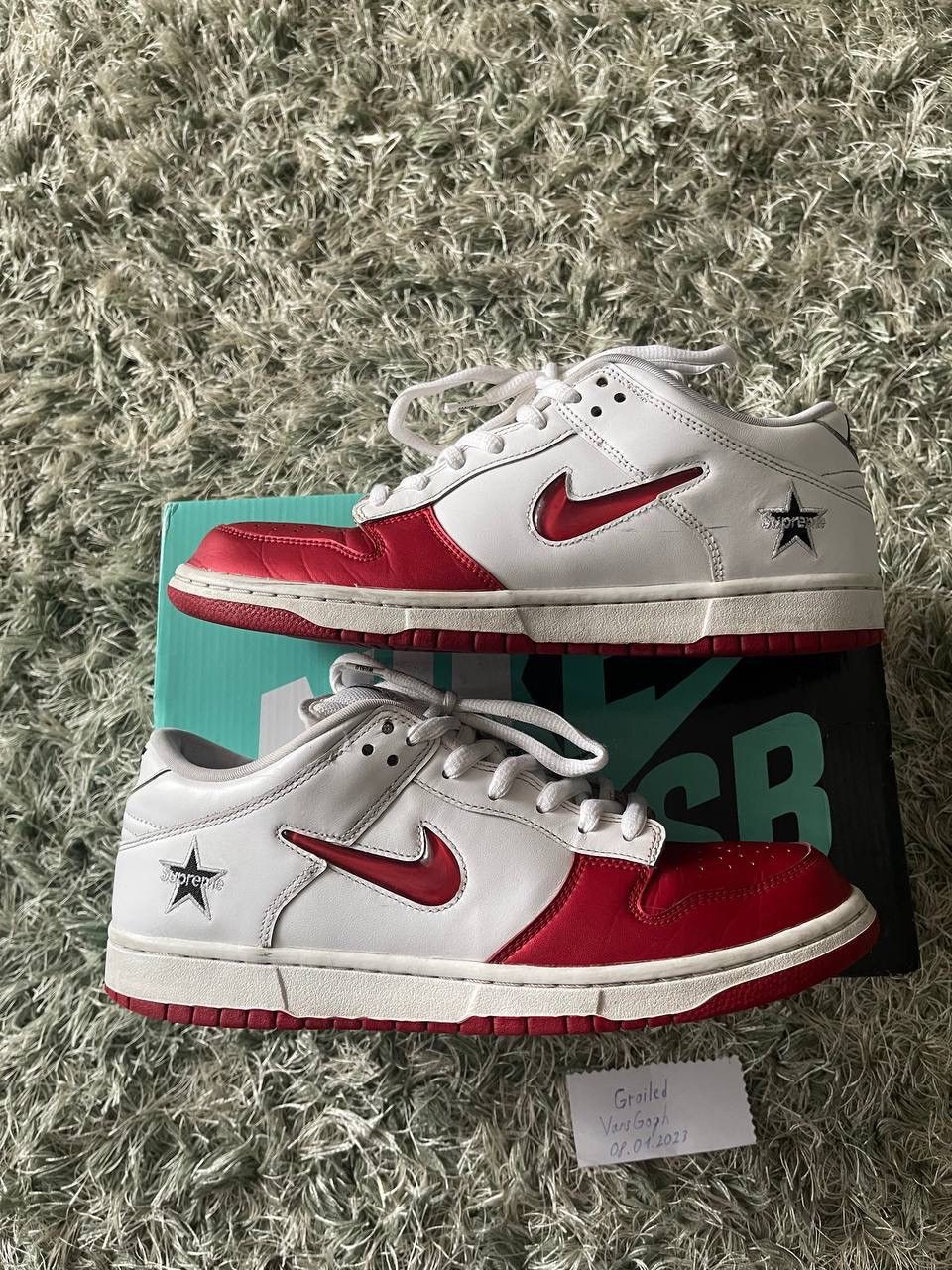 Supreme SB Dunk Low OG QS Jewel Swoosh Red 2019 CK3480-600 | Grailed