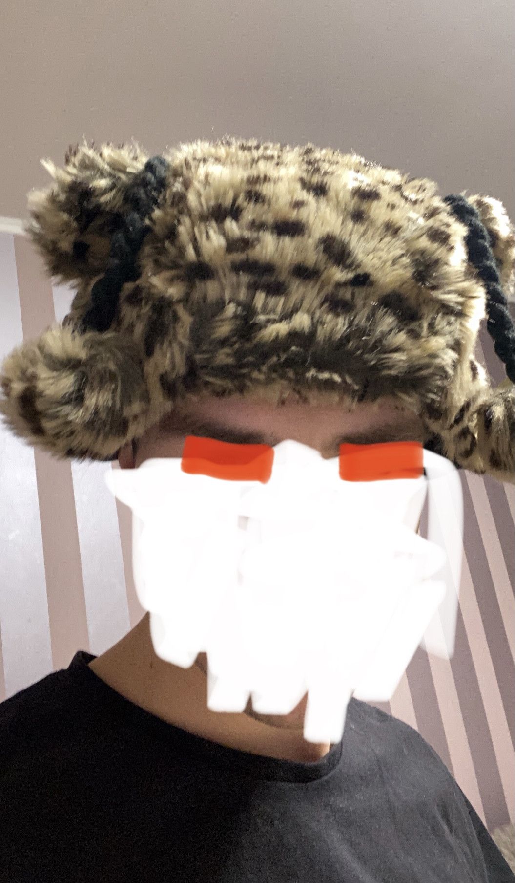 Japanese Brand Vintage mohair hat beanie leopard ushanka fuzzi ...