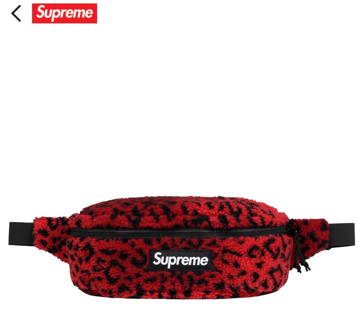 Supreme Leopard Fleece Waist Bag (Red) | Grailed