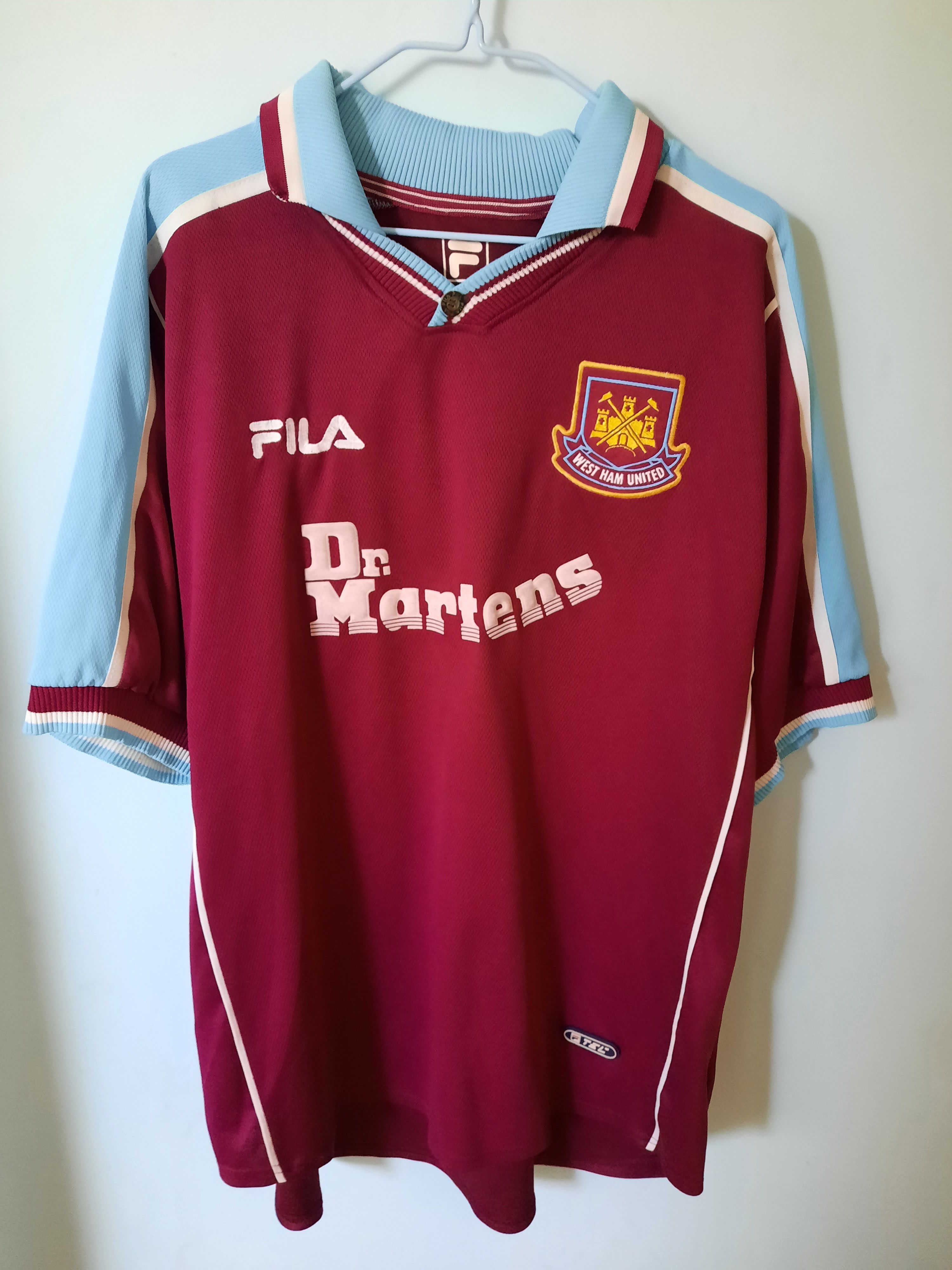 Dr. Martens × Fila 1999-01 West Ham Home Shirt Soccer jersey | Grailed