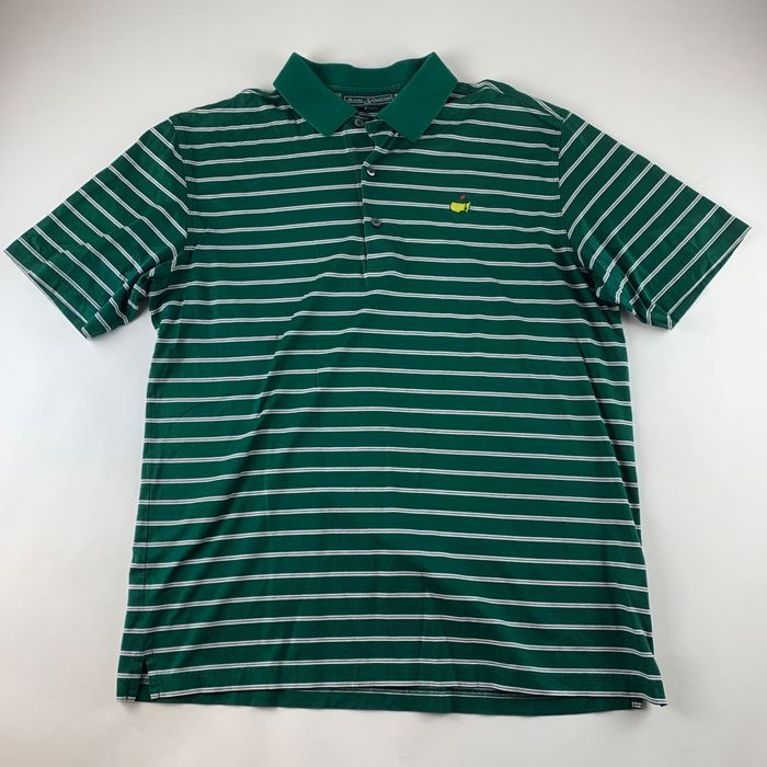 The Masters Master Collection Mens Green White Striped Polo Shirt | Grailed