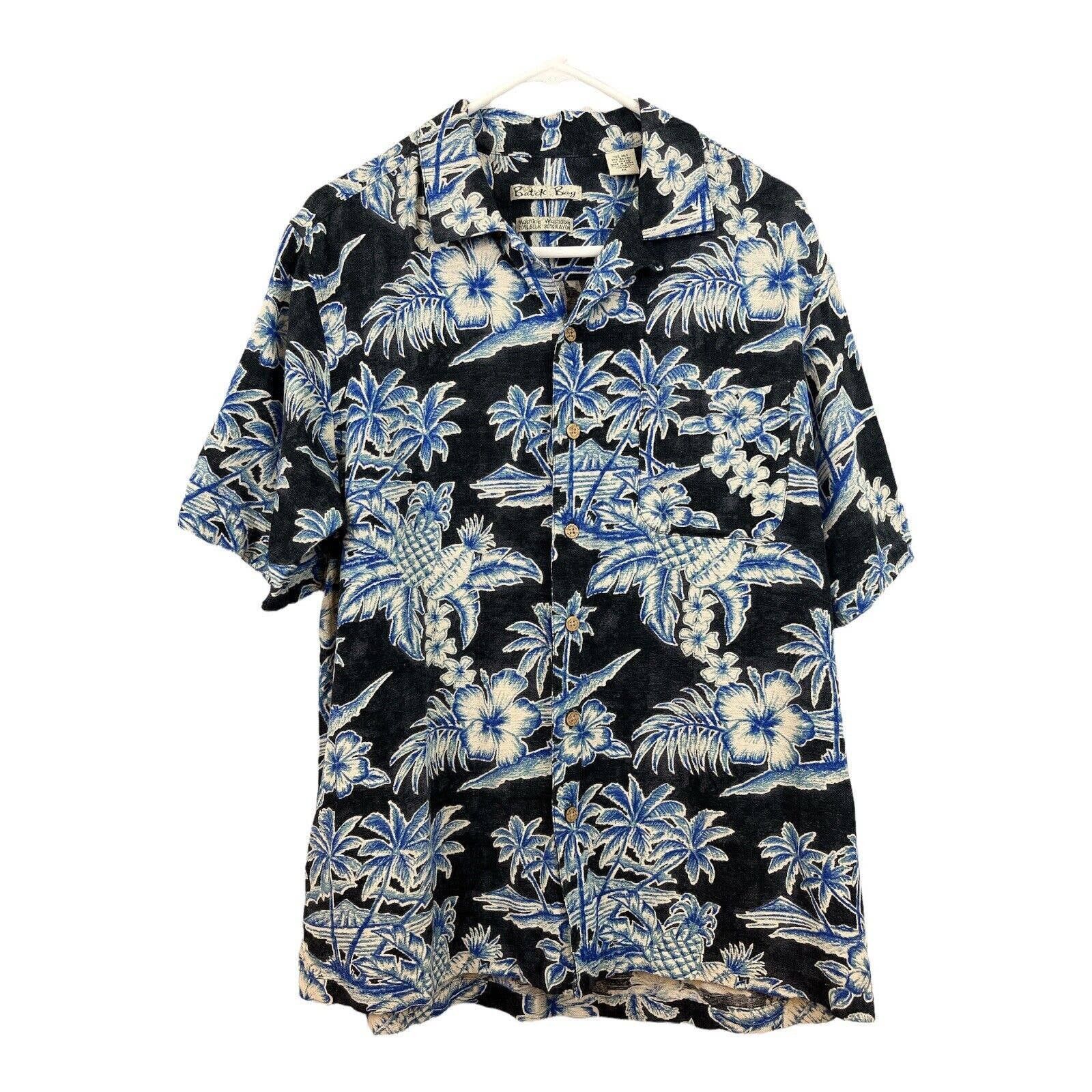 Batik Bay BATIK BAY SHORT SLEEVE BUTTON FRONT SILK BLEND SHIRT Medium ...