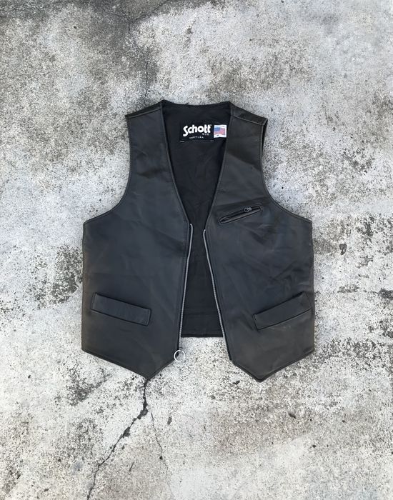 Vintage Schott NYC Leather Vest Jacket | Grailed