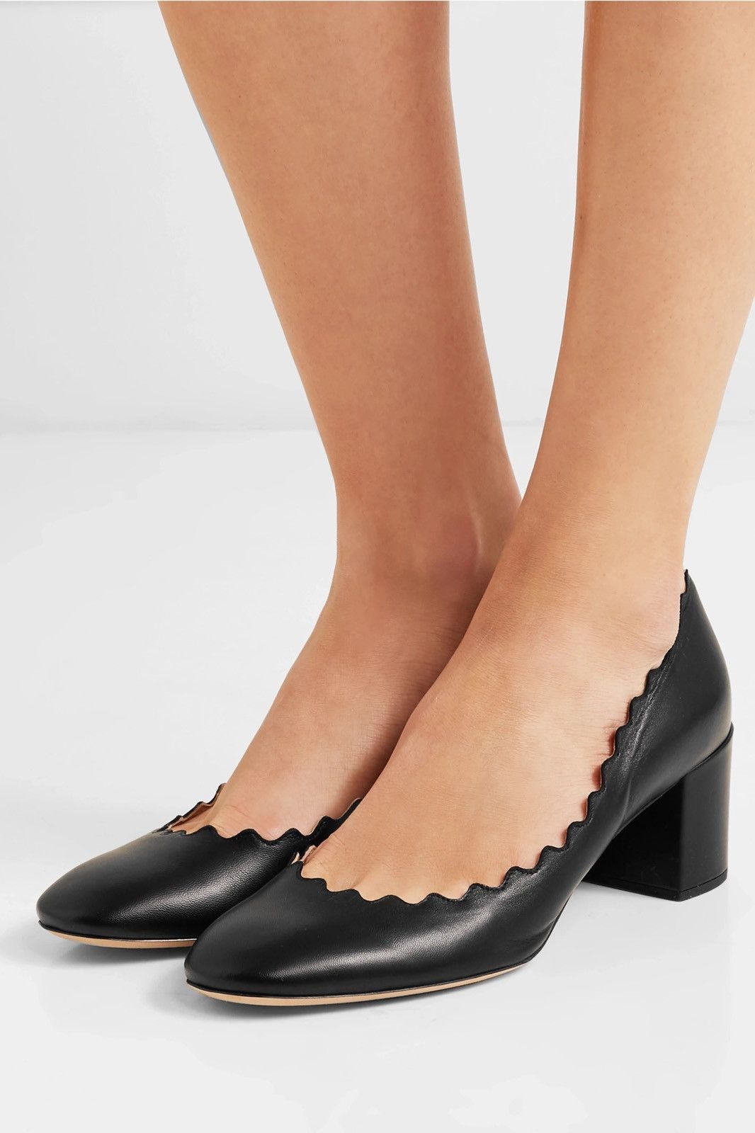 Chloe Lauren Scalloped Block Heel Pumps | Grailed