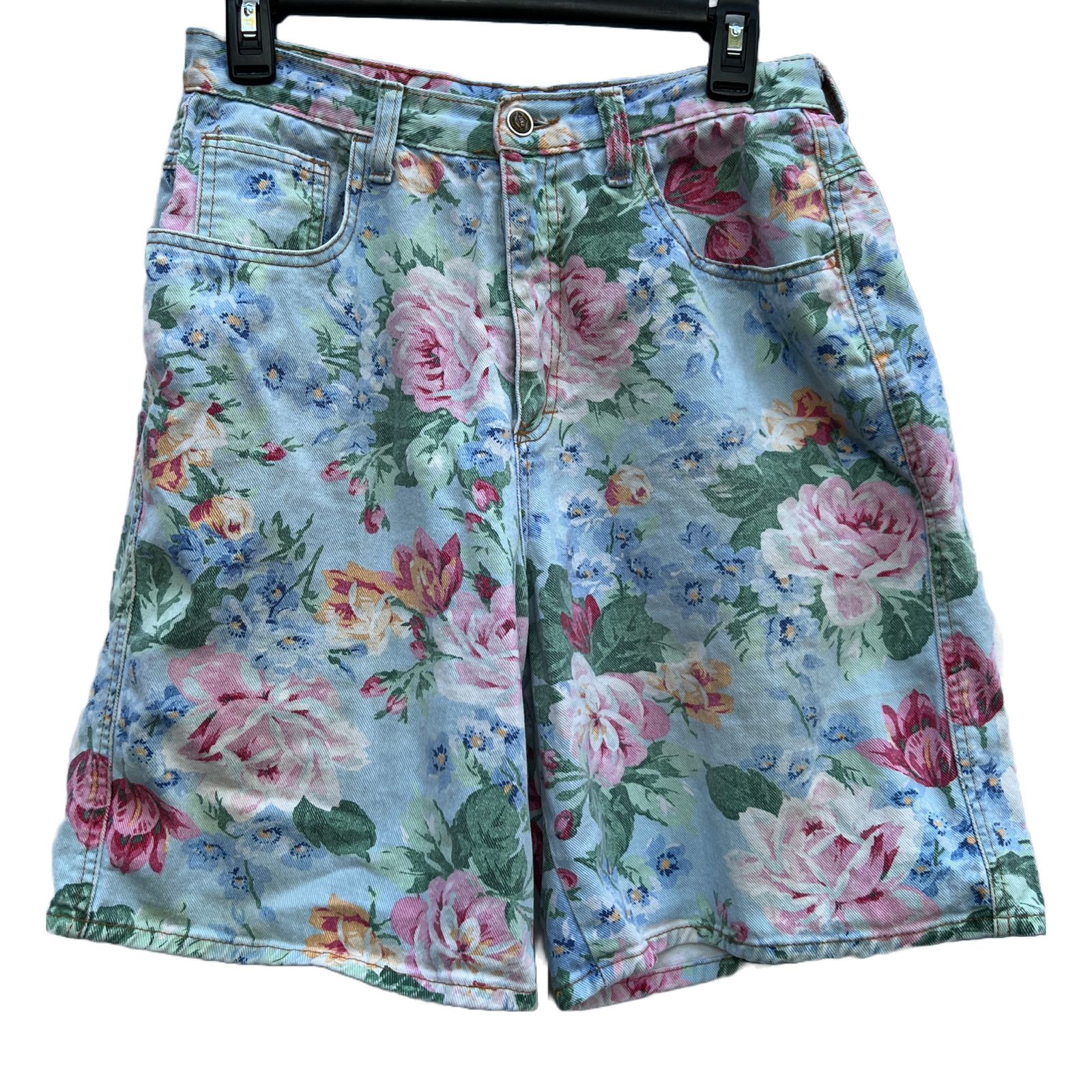Vintage Vintage 1980s Floral Print Jean Shorts Zena Pastel Flower | Grailed