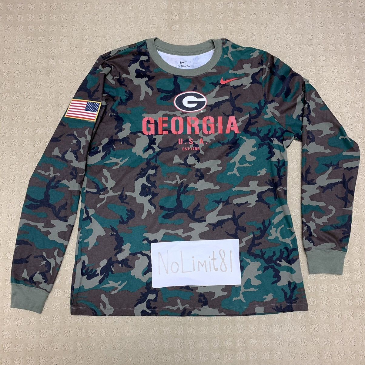 Nike Nike UGA Georgia Bulldogs American Flag Camo Womens LS Shirt | Grailed