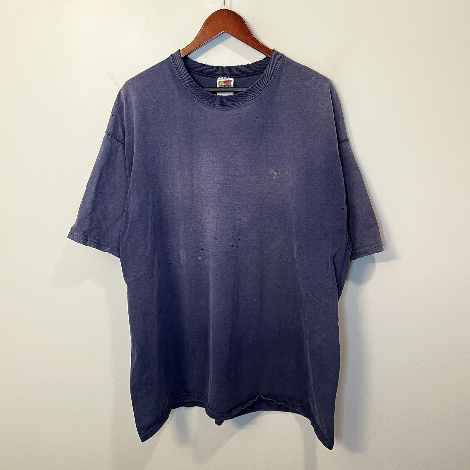 Vintage Vtg 90s Blank Solid T-Shirt XXL Heavy Faded Blue Thrashed | Grailed