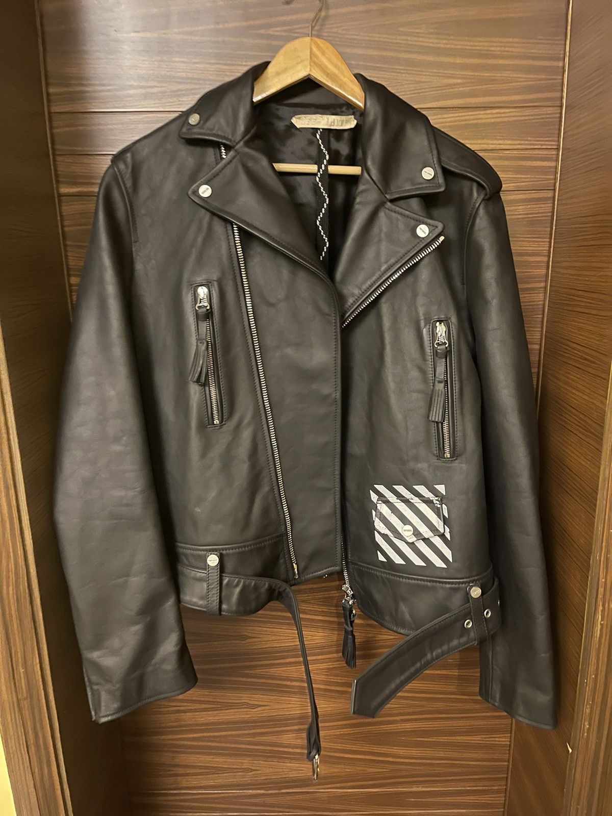 Off-White Off white leather jacket | Grailed