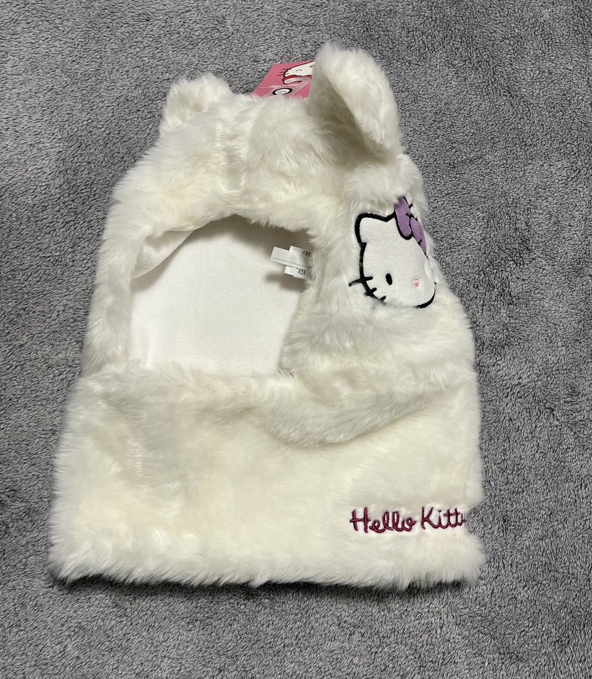 Anime × Japanese Brand × Vintage Hello Kitty y2k Balaclava Hat Faux Fur ...