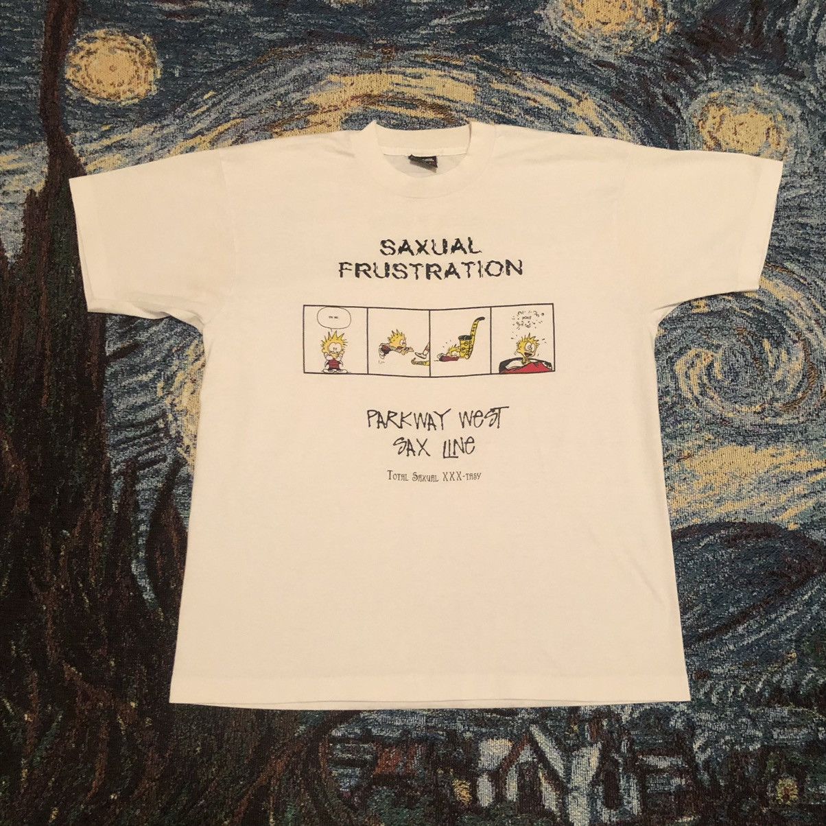 Fruit Of The Loom × Vintage 90’s Calvin & Hobbs Saxual Frustration tee ...