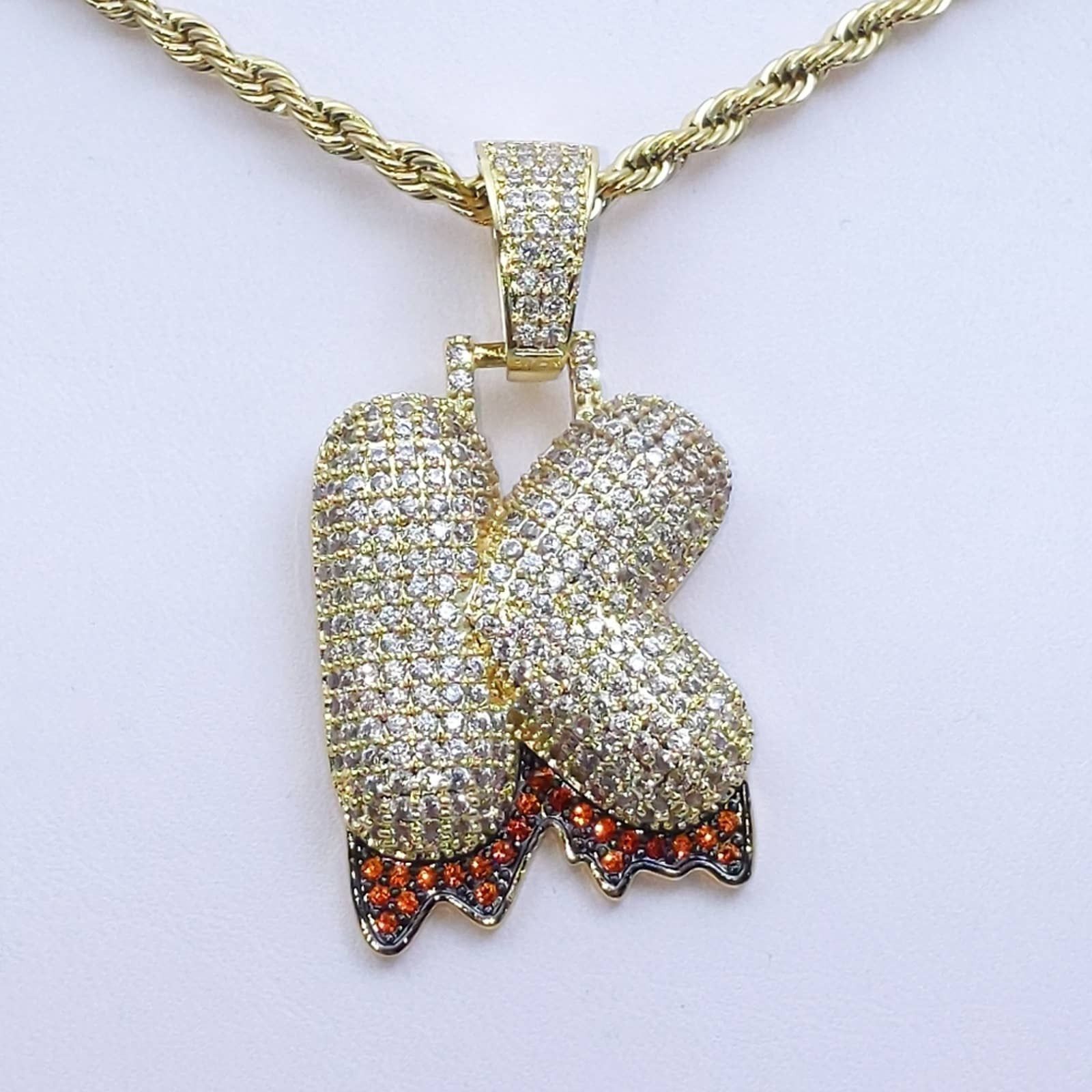 Custom 14K Gold Letter K. Pendant & 20" Rope Chain | Grailed
