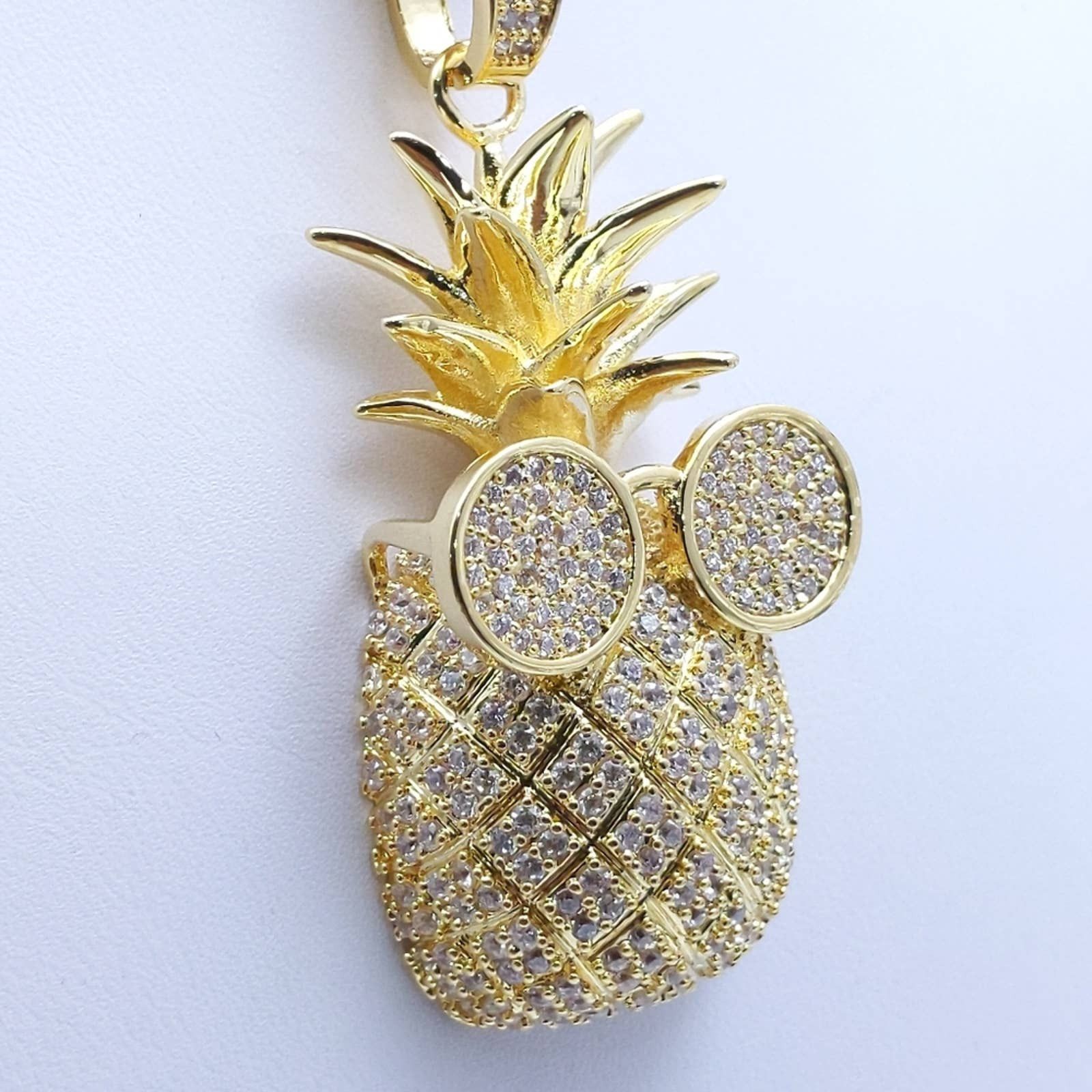 Custom Gold Pineapple Pendant & 18" Cuban Chain | Grailed