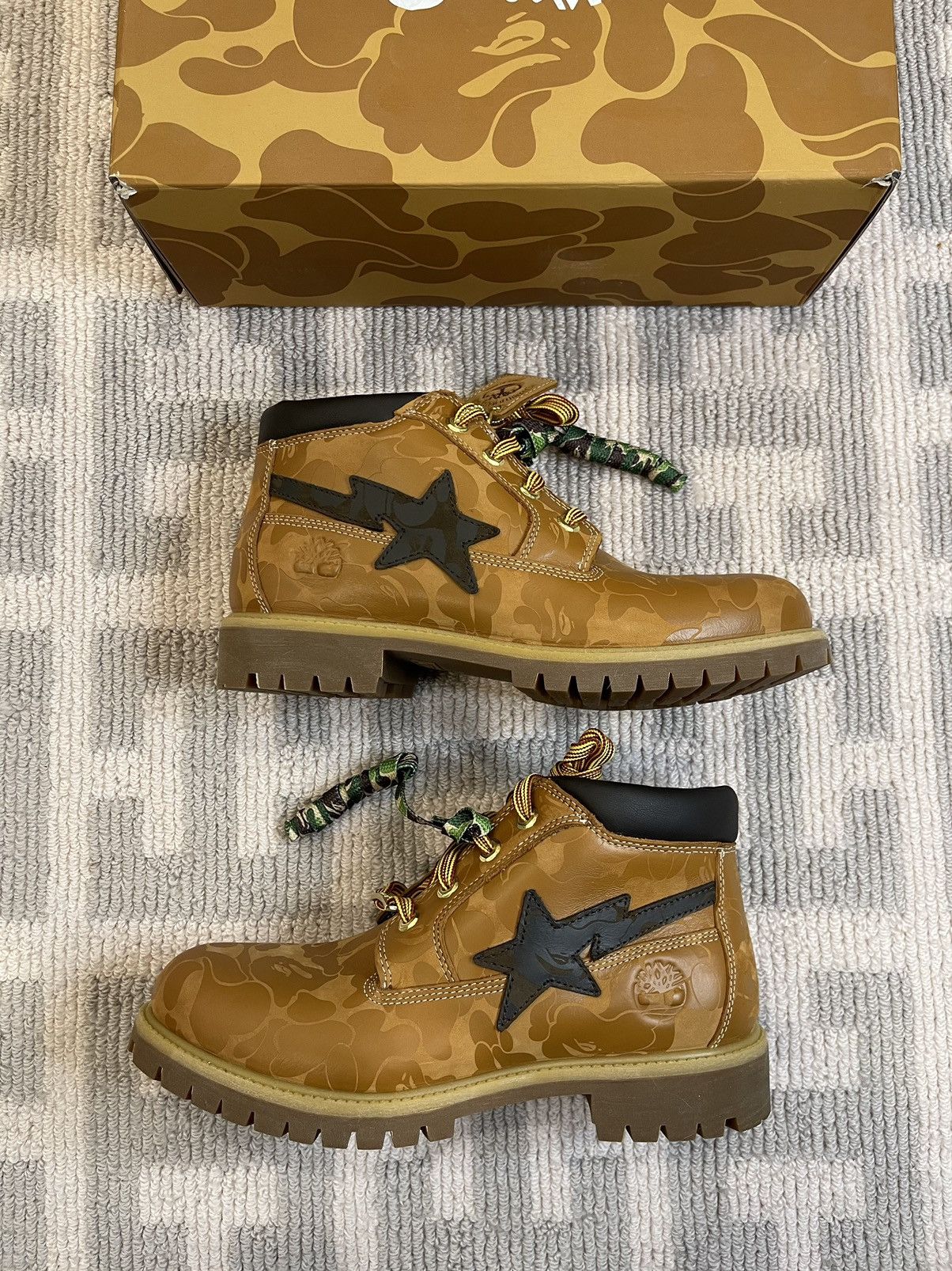 Bape TIMBERLAND x BAPE PREMIUM WATERPROOF CHUKKA WHEAT BAPESTA | Grailed