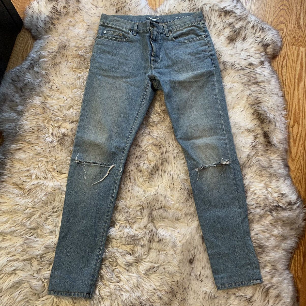 Hedi Slimane × Saint Laurent Paris SLP D02 Hedi Distressed Knee Slit ...