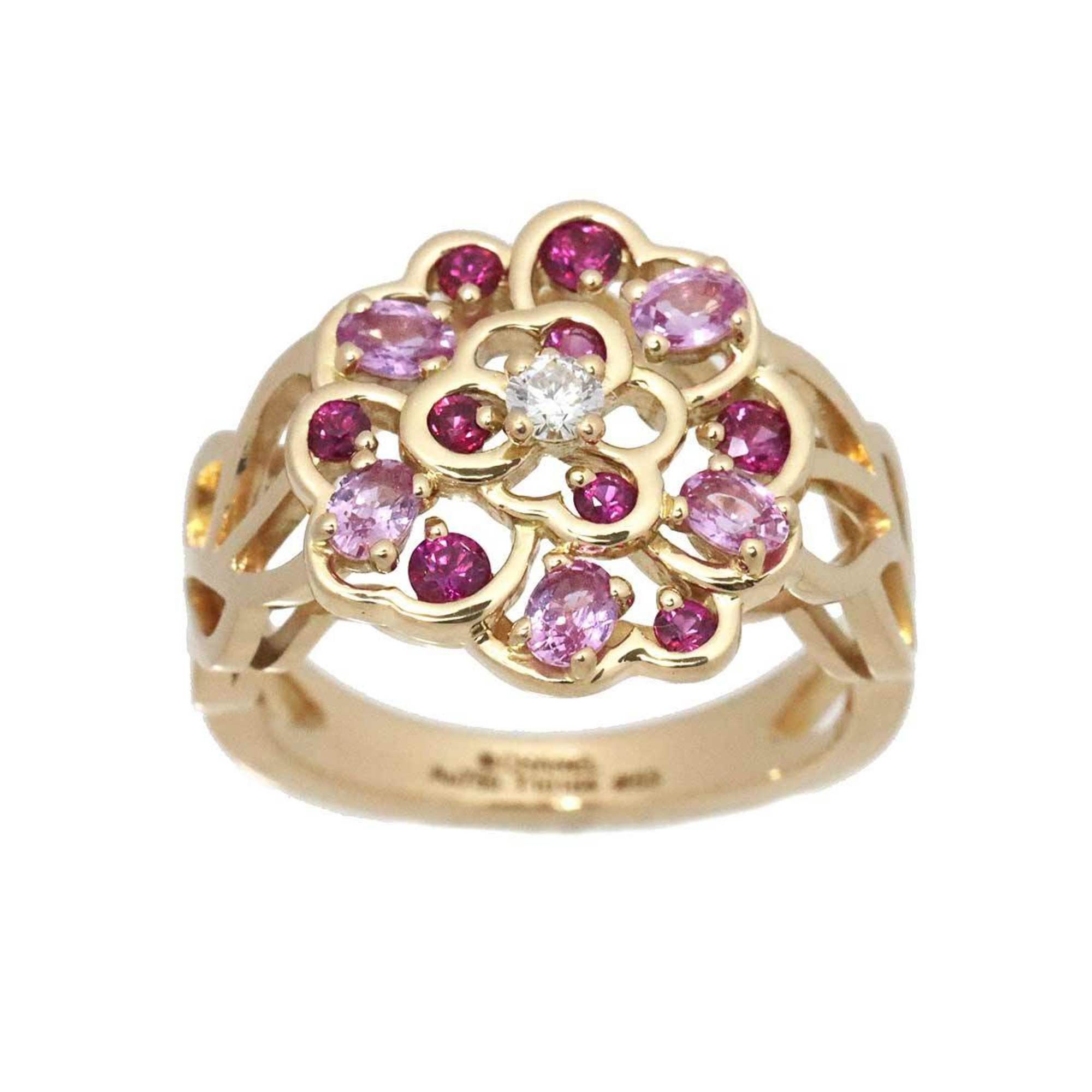 Chanel Chanel camellia #53 ring ruby pink sapphire diamond K18 YG ...