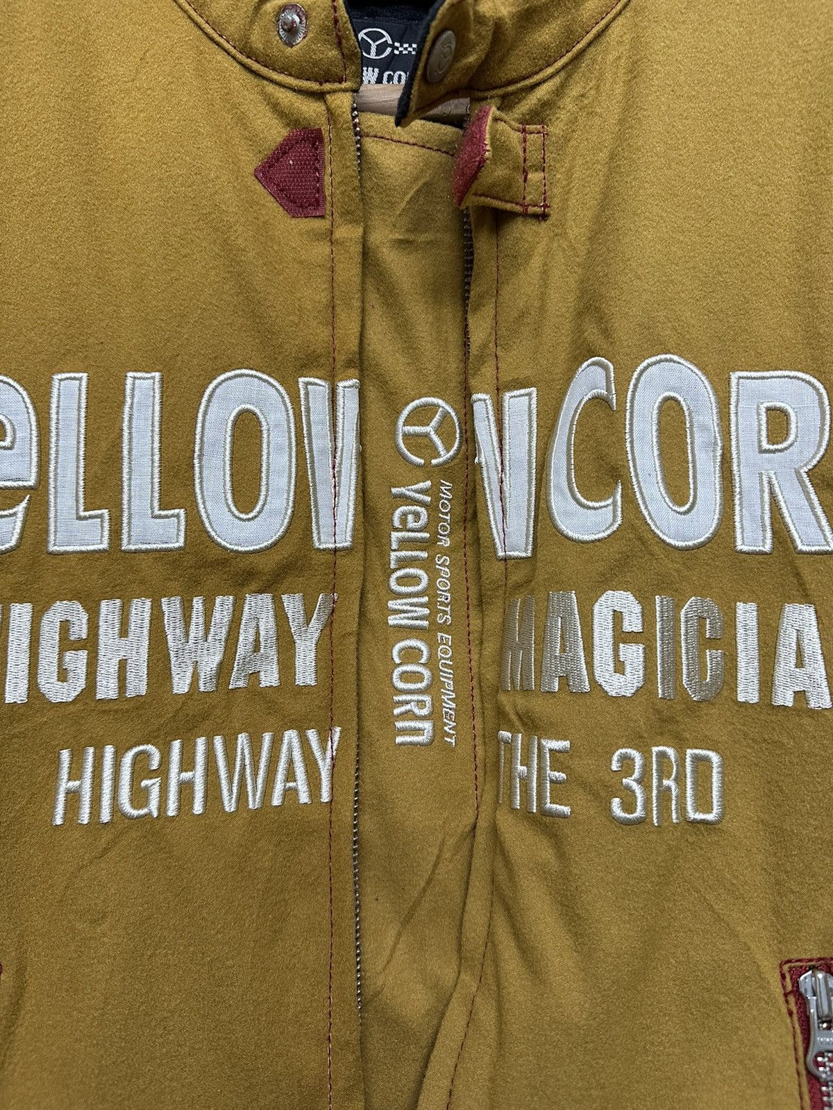 Racing × Yellow Corn Yellow Corn Biker Jacket Embroidered Spell Out ...