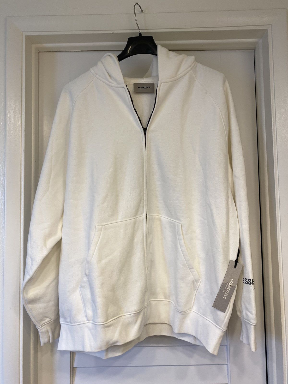 Essentials × Fear of God Essentials Fear of God white zipper hoodie XL ...