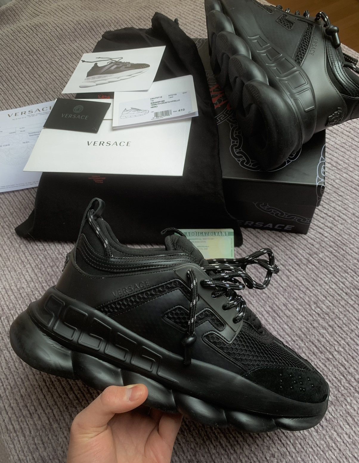 Versace Versace Chain Reaction triple black | Grailed