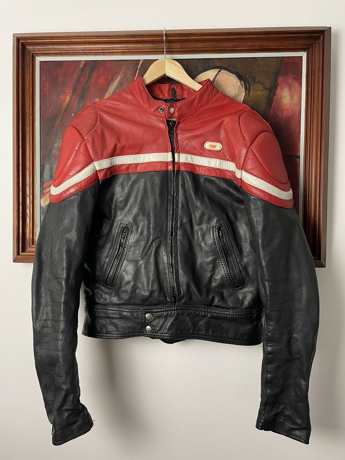 Vintage Vintage Leather Racing Jacket Hype Rare Streetwear Black Red ...