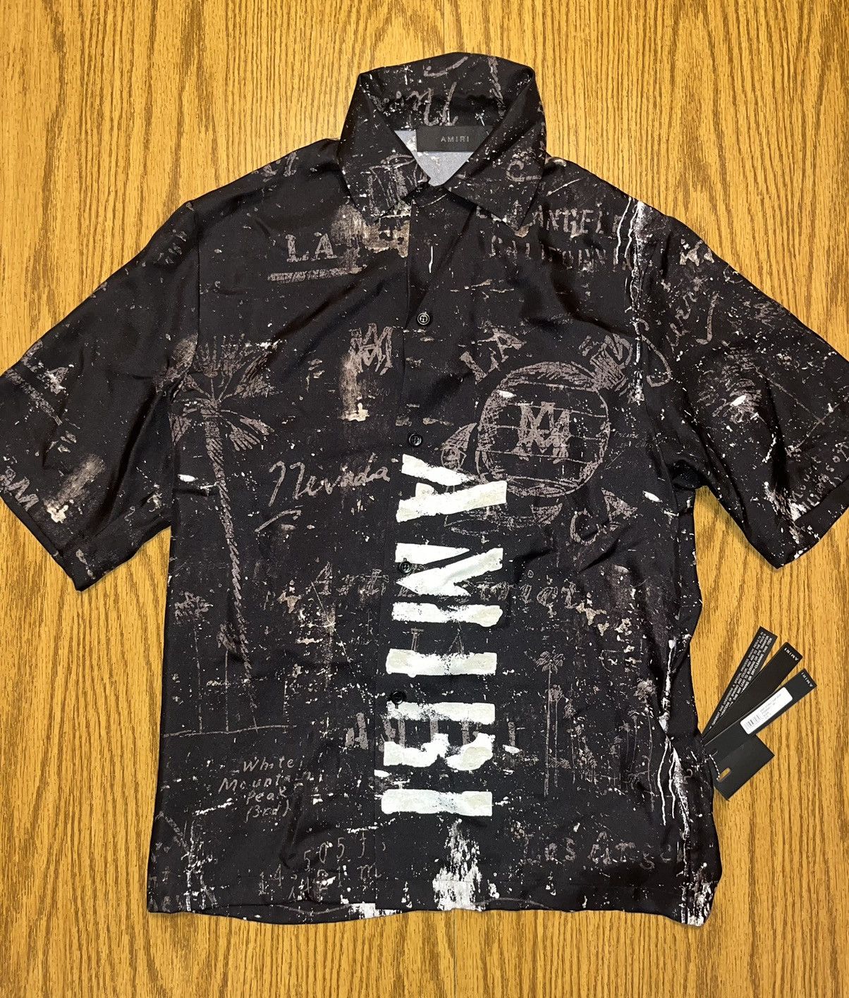 Amiri Amiri Stencil Camp Silk Button-Up Shirt | Grailed