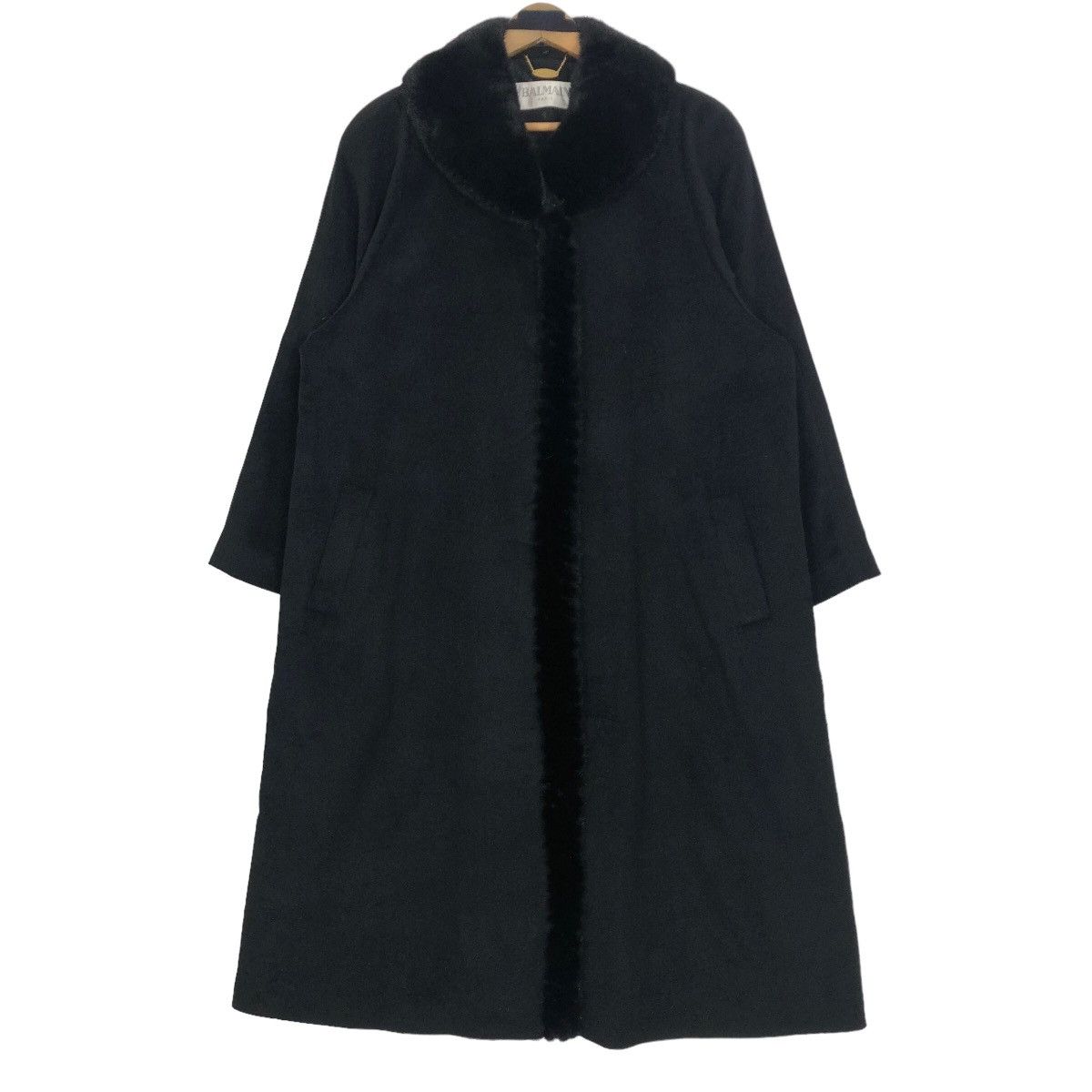 Balmain Balmain Paris Faux Fur Pure Cashmere Long Coat | Grailed