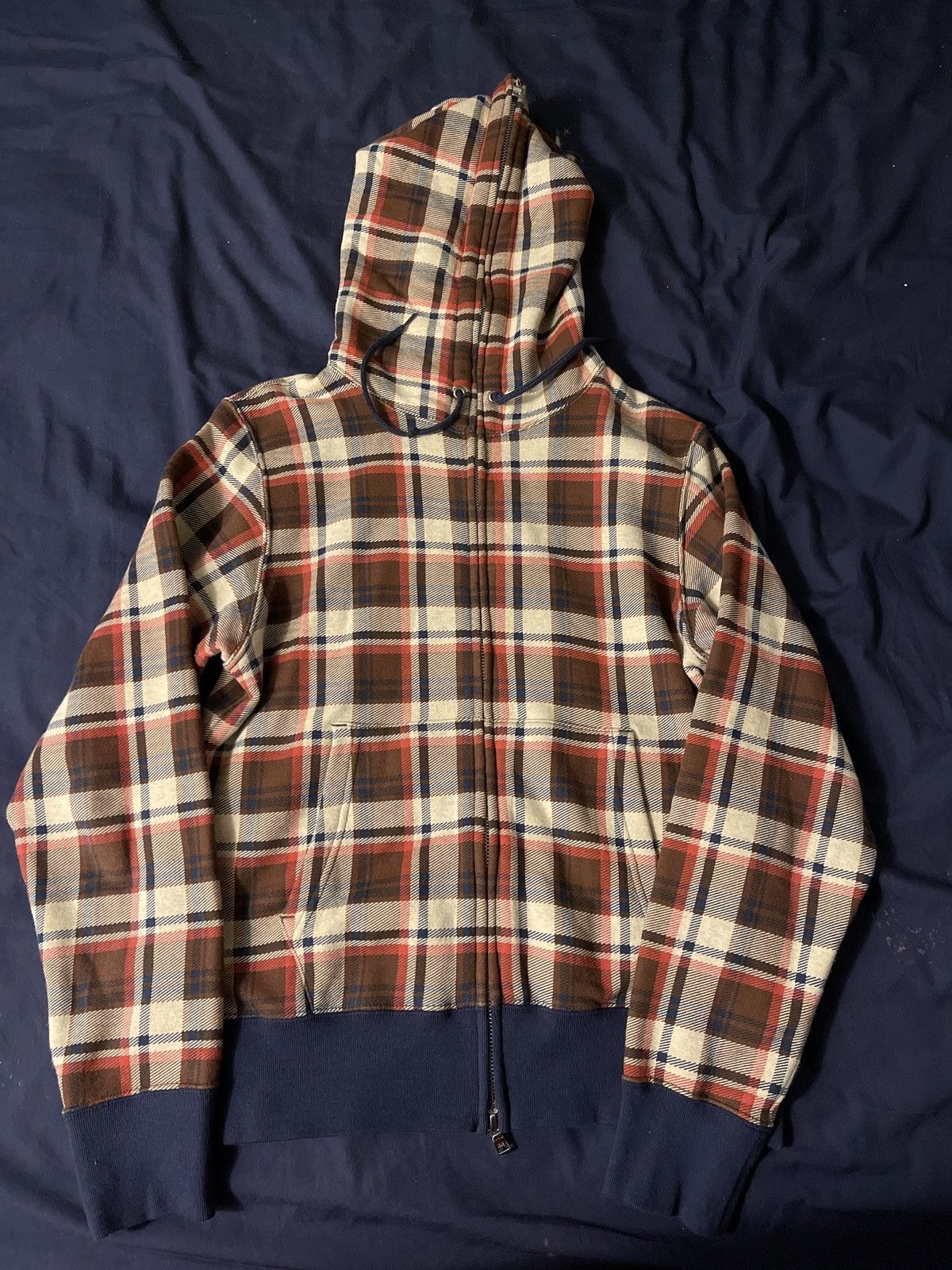 Bape Deadstock Bape Plaid Full Zip Up Hoodie Ape Head | Grailed