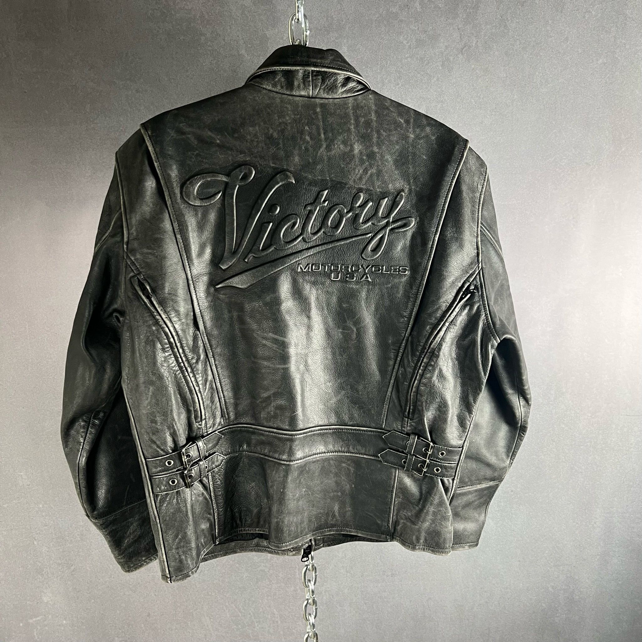 Vintage Vintage 80's Victory Motorcycles black leather jacket | Grailed