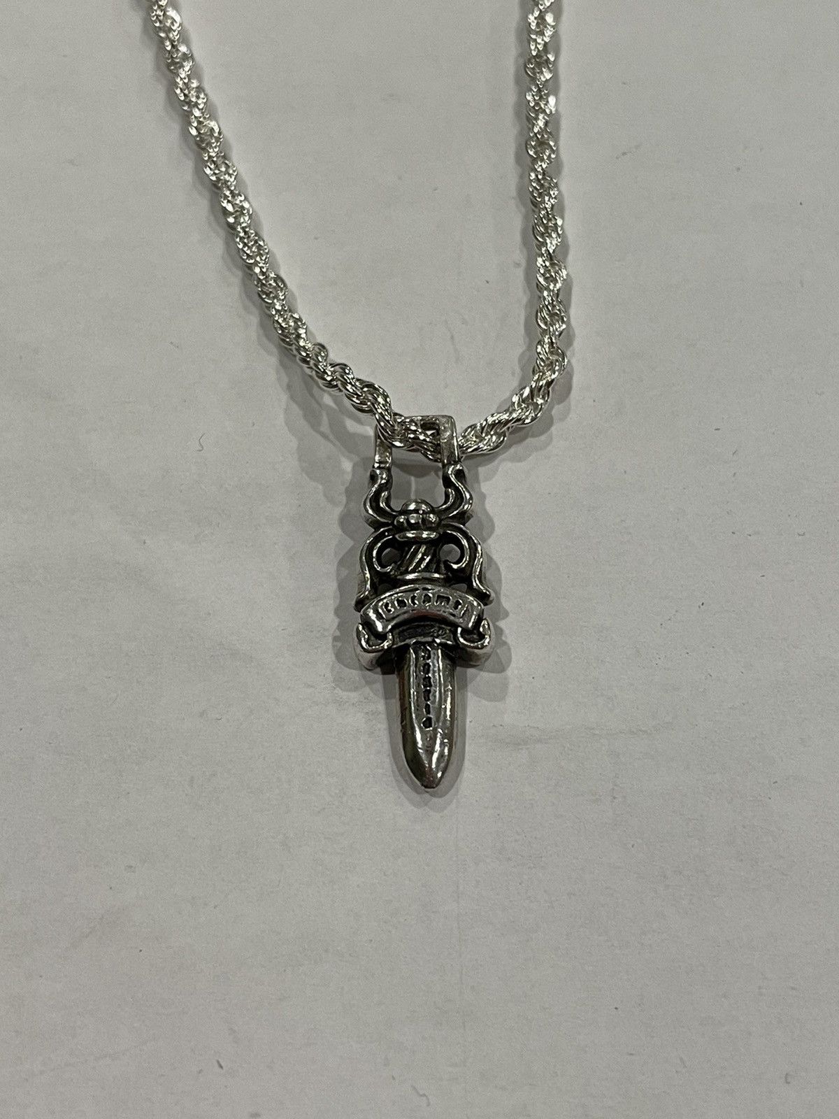 Chrome Hearts RARE Chrome Hearts Dagger Pendant Rope Chain Necklace ...