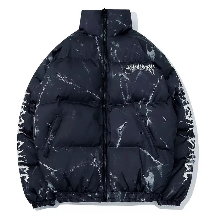 Vintage Marble Print Graphic All Over Print Puffer Jacket | Grailed