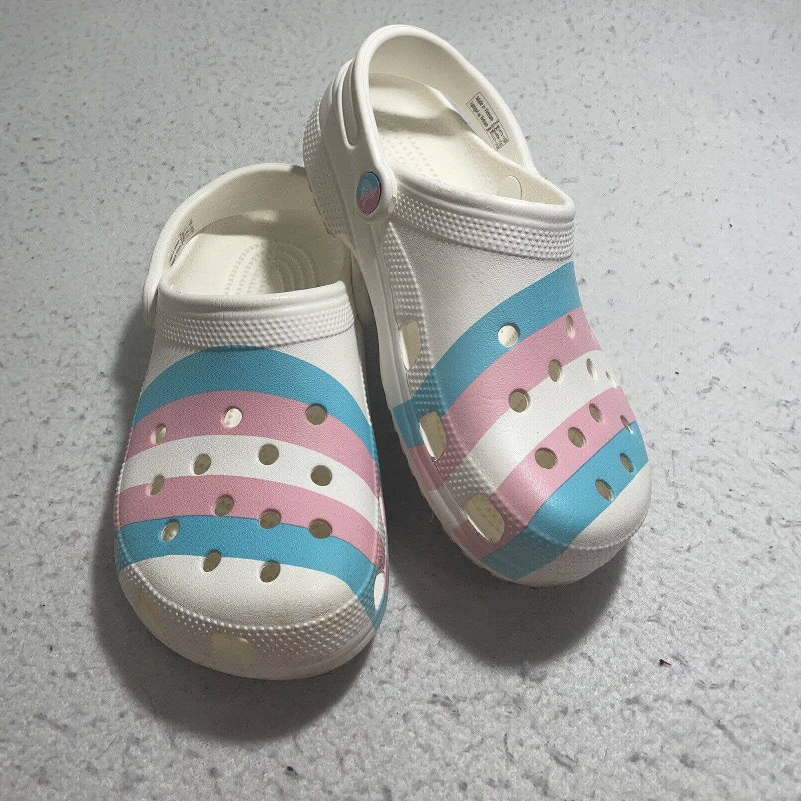 Crocs Crocs Transgender Flag White Slip-On Clogs Unisex Adult | Grailed