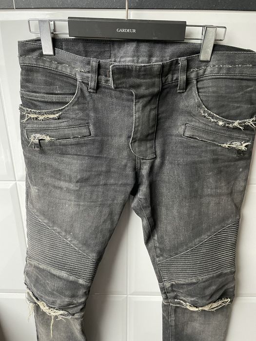 Balmain Balmain destroyed biker jeans | Grailed