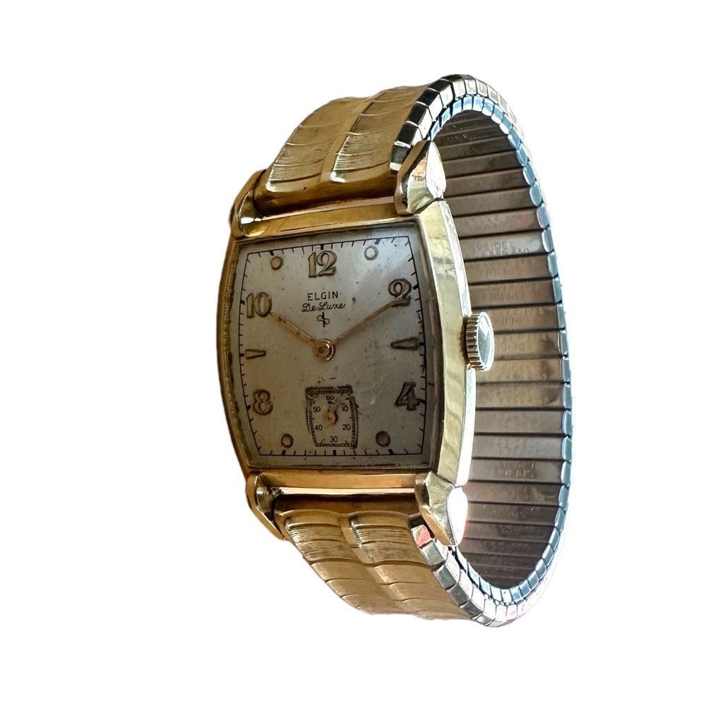 Elgin National Watch Company ELGIN DE LUXE 10K Gold Filled Vintage 1940s Wind Up Analog 17 ...