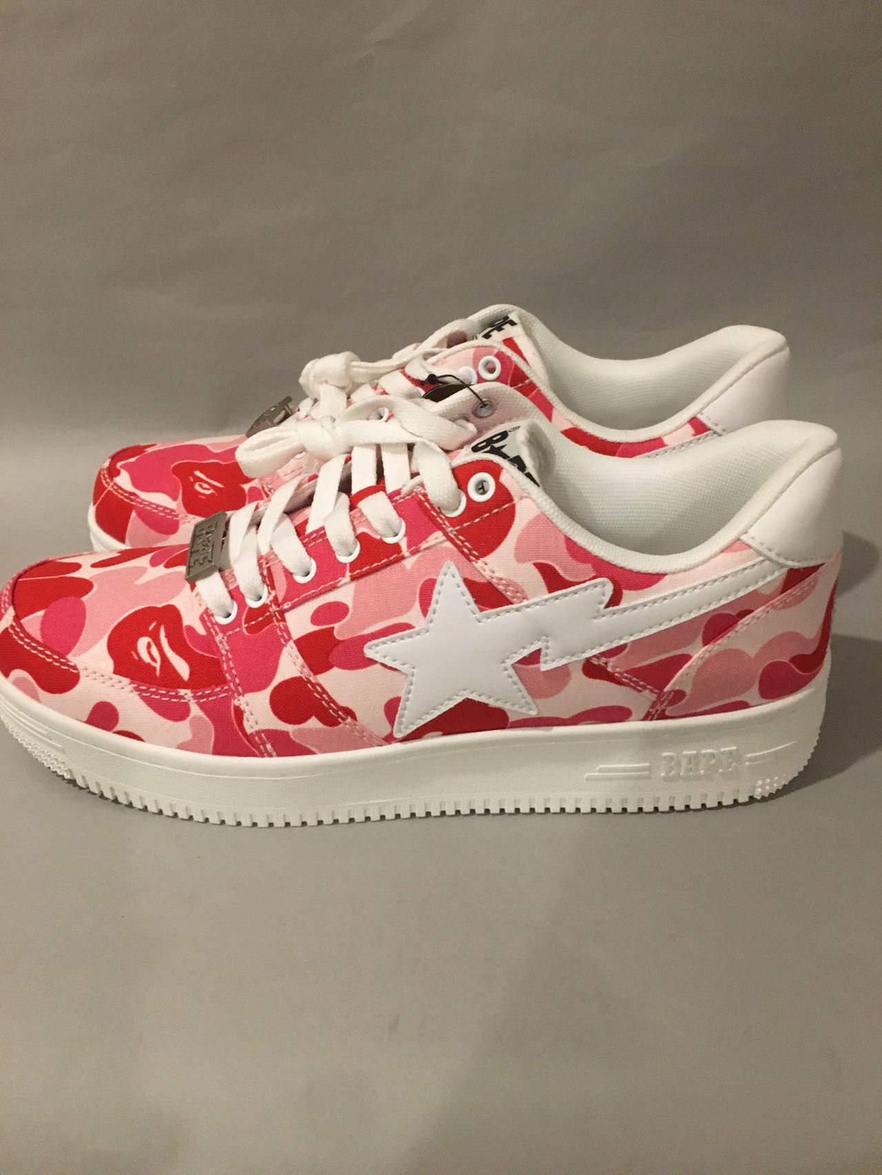 Bape Bape Bapesta Red ABC Camo Sneaker | Grailed
