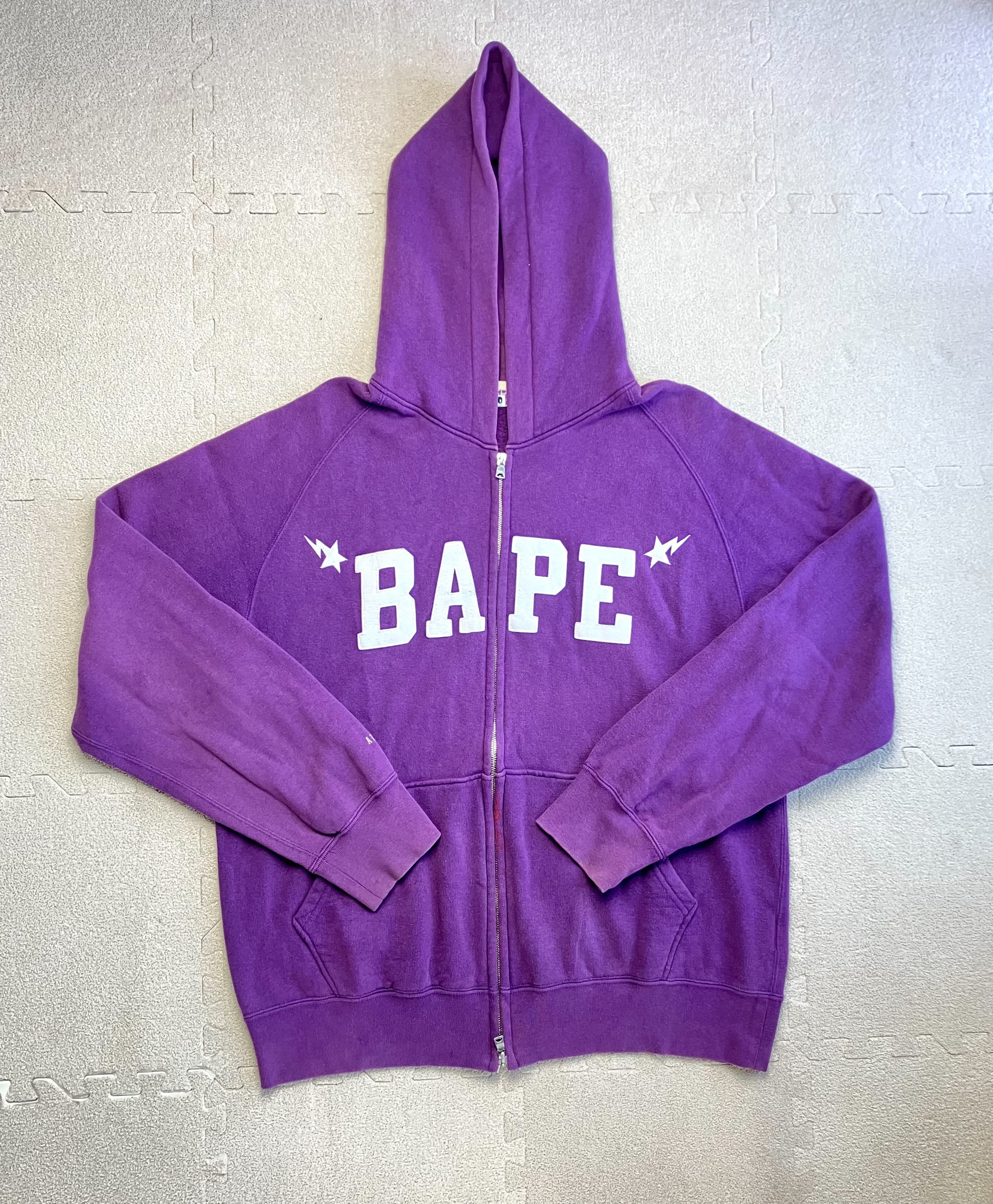 Bape Bape Purple Spell Out Bapesta Star Logo Zip Hoodie VTG | Grailed