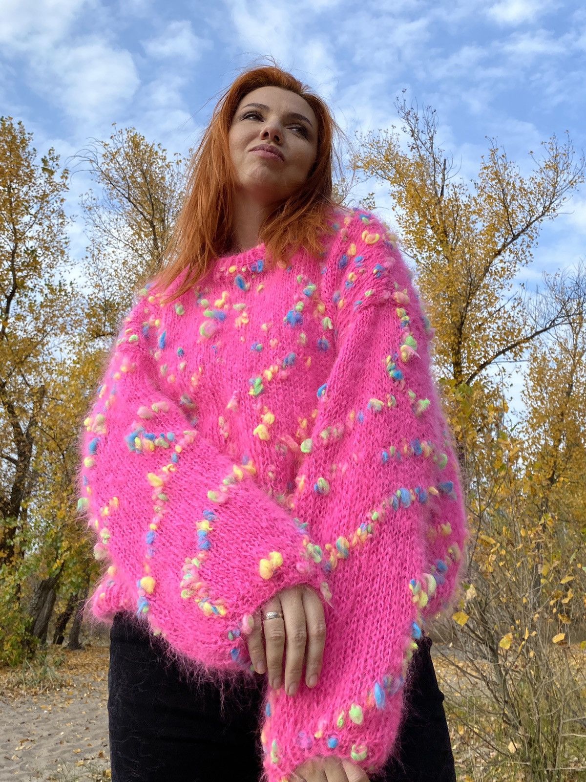 Handmade Neon pink mohair sweater | Grailed