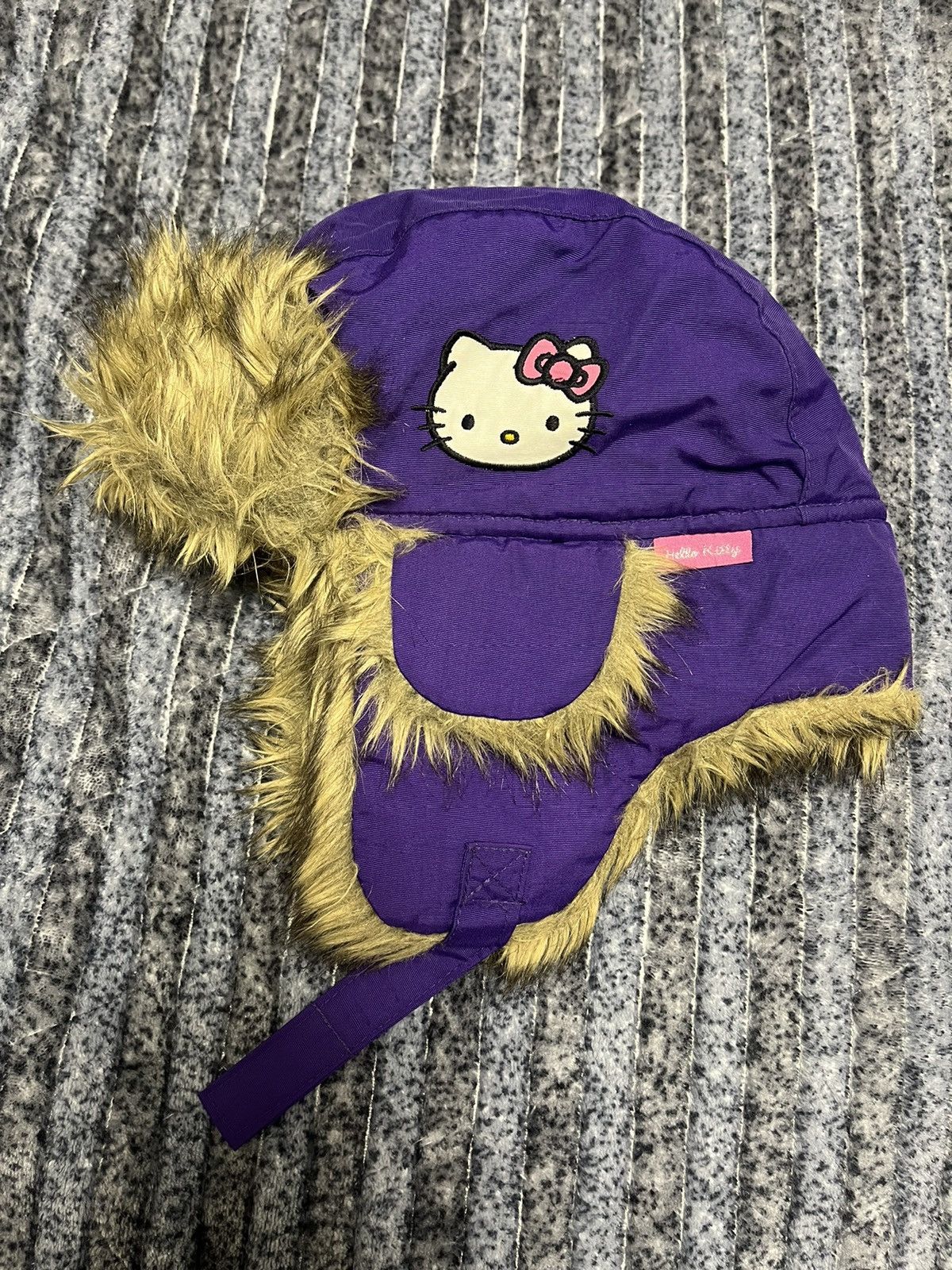 Vintage Hello Kitty y2k Aviator Trapper Hat Faux Fur purple | Grailed