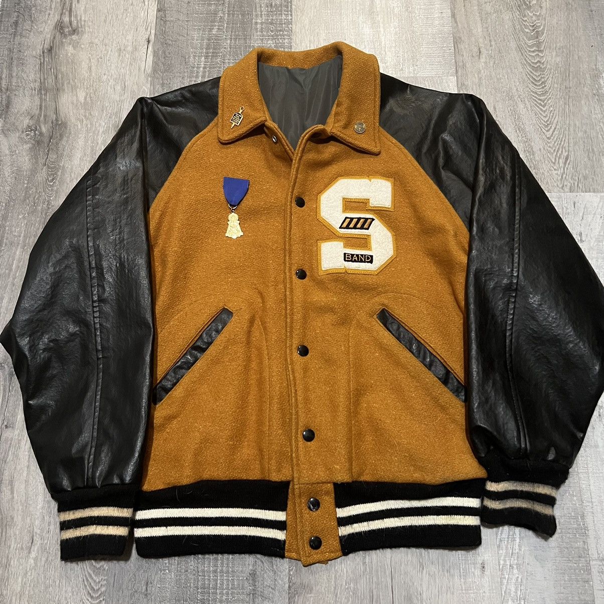 Varsity Jacket × Vintage VTG 60s/70s Rust Brown Letterman Wool Snap ...