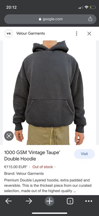 Velour Velour Garments 1000 GSM 'Vintage Black' Double Hoodie | Grailed