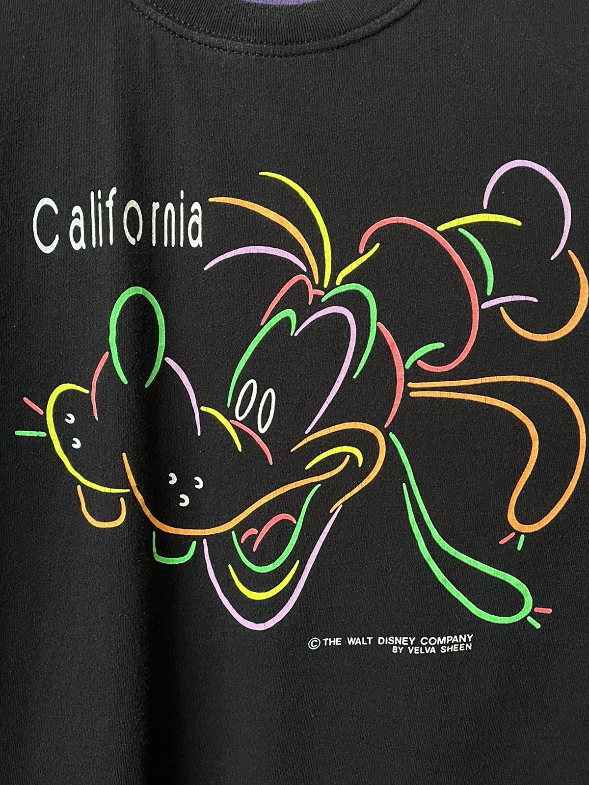 Vintage Vintage 90s Goofy Tee Disney by Velva Sheen Neon Colors | Grailed