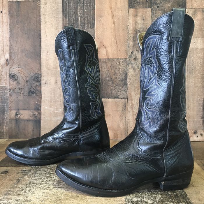 Vintage Cowtown Vtg Black Vibram Sole Cowboy Boots Mens 13 EE | Grailed