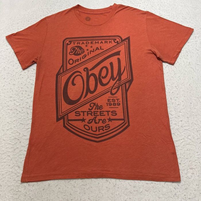 Obey OBEY Propaganda Worldwide Orange Short Sleeve Graphic TShirt | Grailed