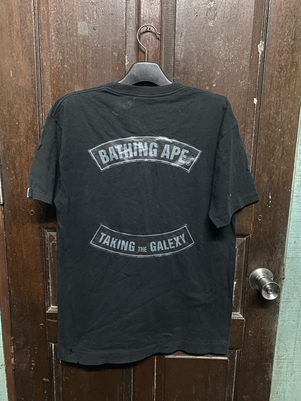 Bape × Vintage vintage A BATHING APE TAKING THE GALEXY DISTRESSED TEE ...