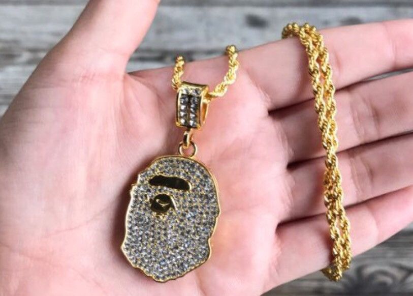 Bape Gold Bape Head Chain | Grailed
