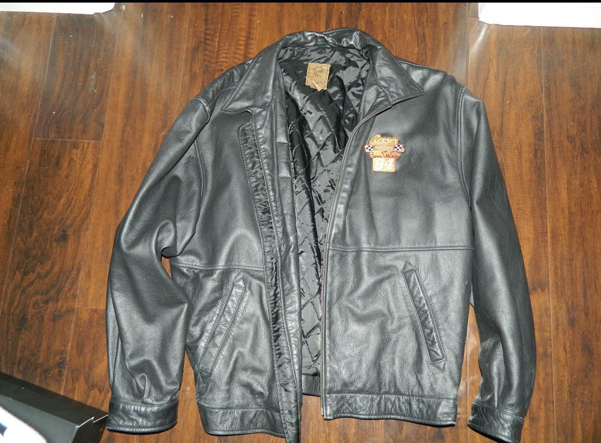 Leather Jacket × Racing × Vintage Vintage Reese’s Puffs leather racing ...