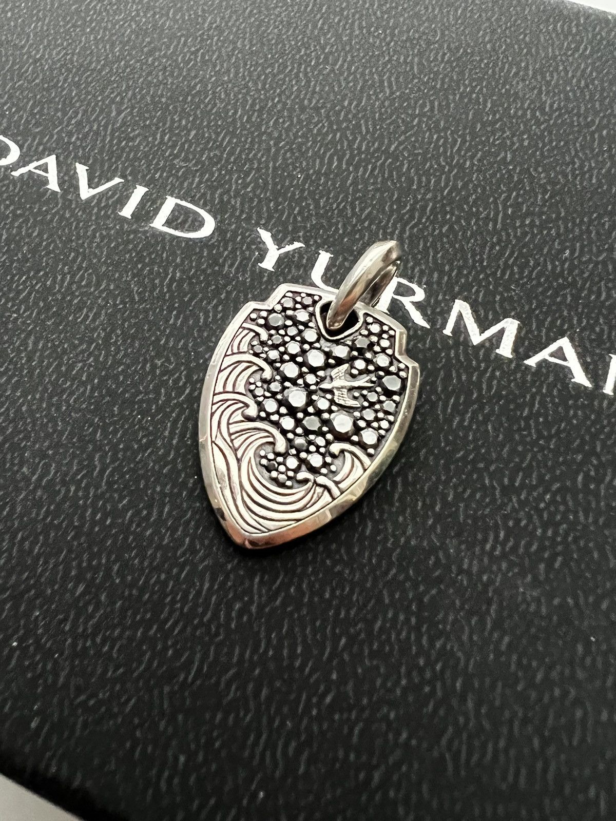 David Yurman David Yurman Chain w/ Wave Shield Pave Black Diamonds ...